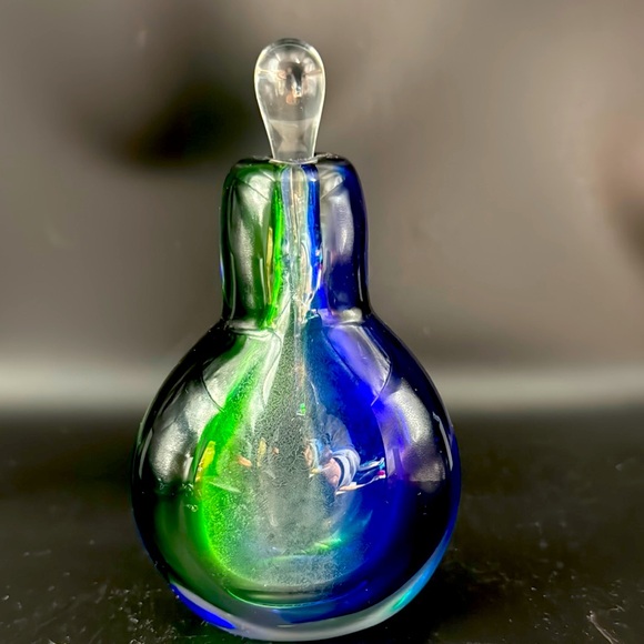 Art | Blue Clear And Green Pear Shaped Perfume Bottle With Stopper ...